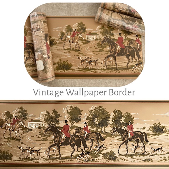 Vintage | Wall Decor | Vintage Equestrian Fox Hunt Wallpaper Border 4 ...